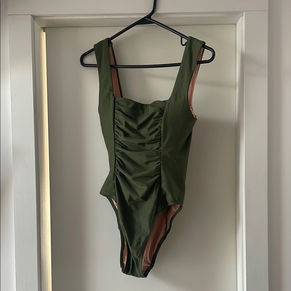 J. Crew | Swim | J Crew Green One Piece Swimsuit With Elegant Draping ...